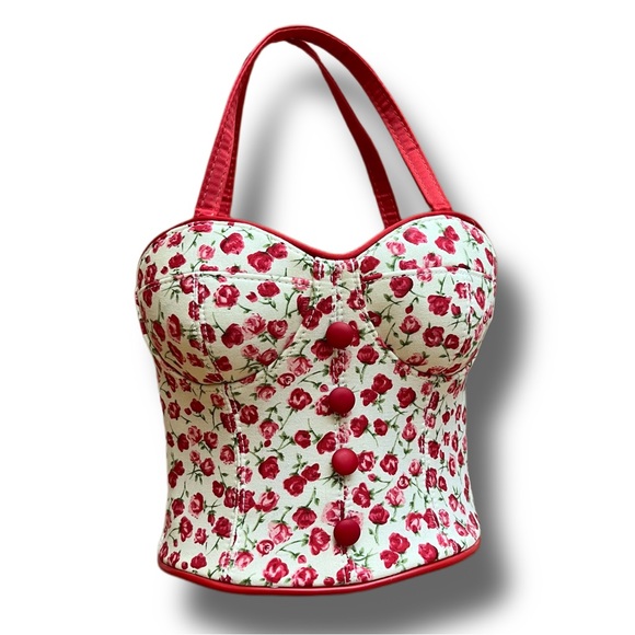 Indeed | Bags | Indeed Red Floral Bustier Corset Style Mini Handbag ...